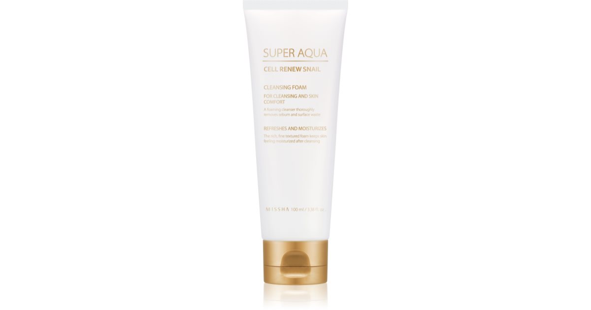 Missha Super Aqua Cell Renew Snail foam cleanser with snail extract ...