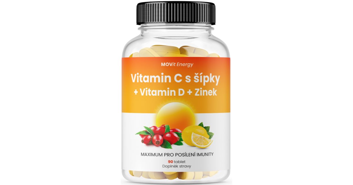 Movit Energy Vitamín C 1200 mg so šípkami + Vitamín D + Zinok PREMIUM ...