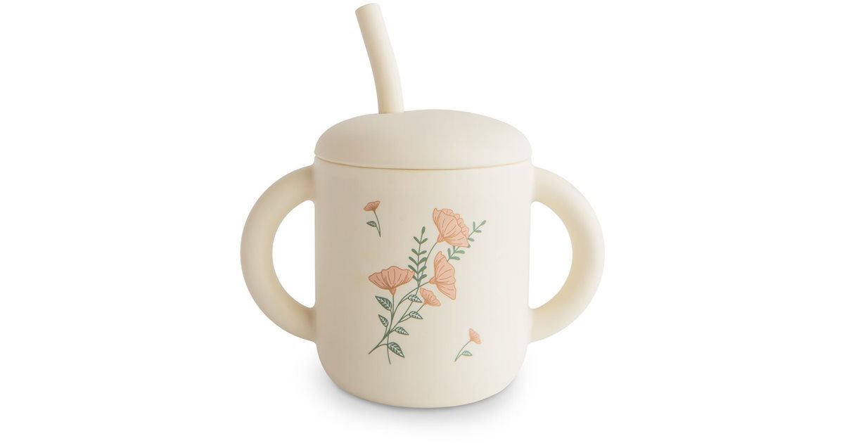 Mushie Silicone Training Cup Pink Flowers tasse avec paille | notino.fr