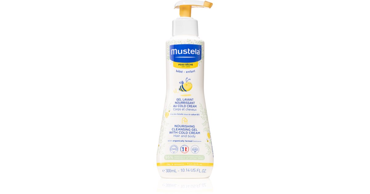 Mustela Bébé Dry Skin gel nutritiv de curățare, cu cremă protectoare ...