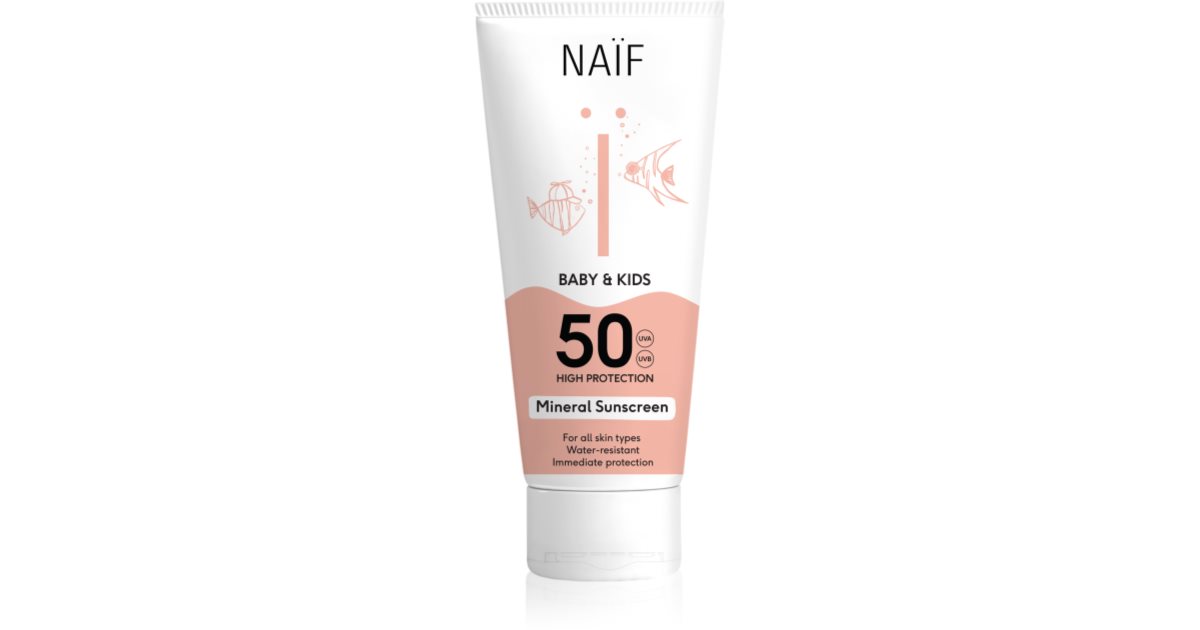 Naif Baby & Kids Mineral Sunscreen SPF 50 zaštitna krema za sunčanje za bebe i djecu | Notino.hr