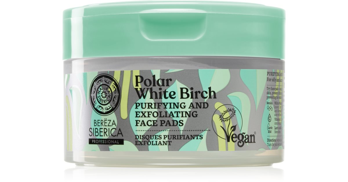 Natura Siberica Polar White Birch exfoliating cotton pads for oily and ...