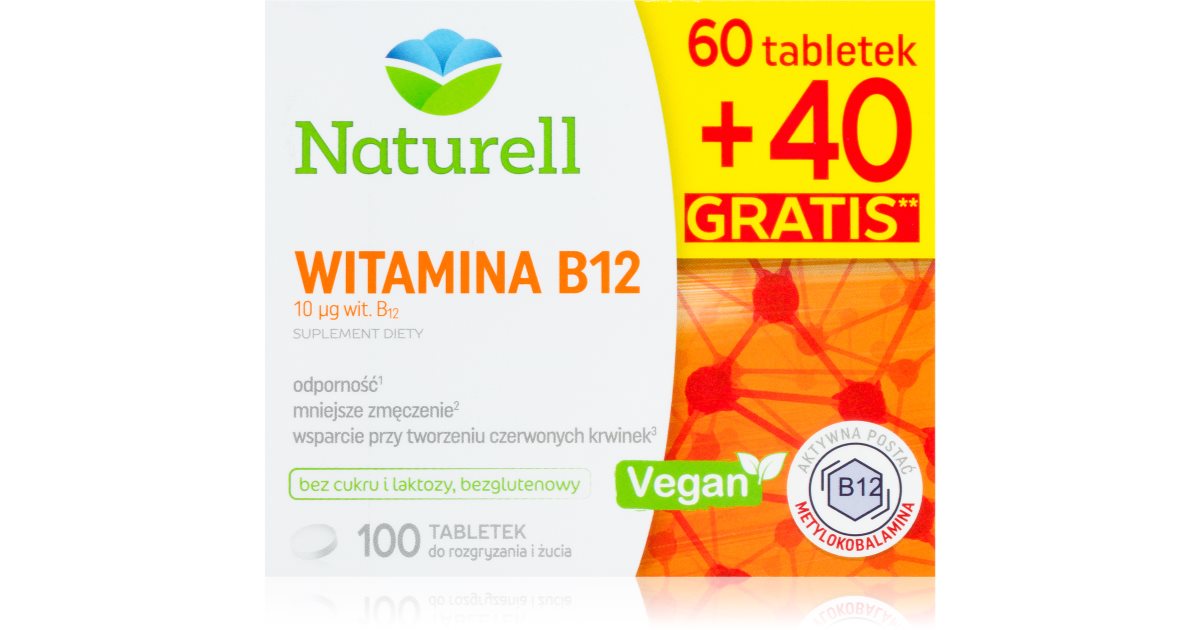 Naturell Witamina B12 tabletki na wsparcie prawidłowego tworzenia ...