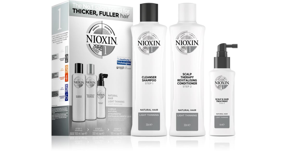 Nioxin System 1 Natural Hair Light Thinning gift set for brittle and ...