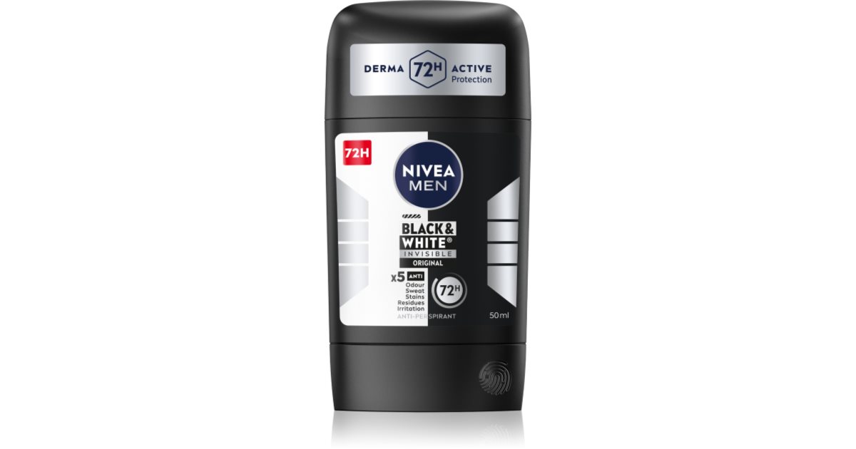 NIVEA MEN Black & White Invisible Original antiperspirant stick for men ...