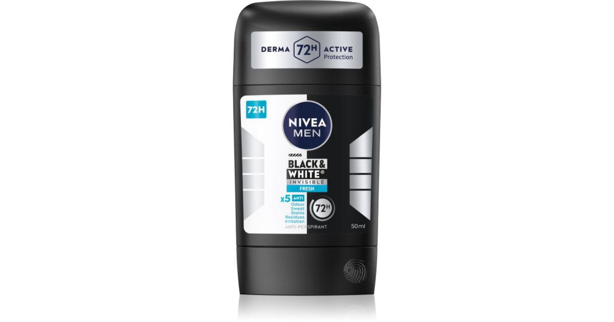 NIVEA MEN Black & White Invisible Fresh antiperspirant stick for men ...
