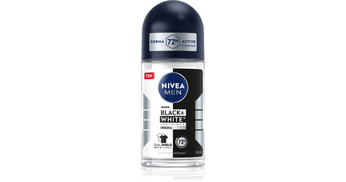 NIVEA MEN Invisible Black & White antiperspirant roll-on for men ...