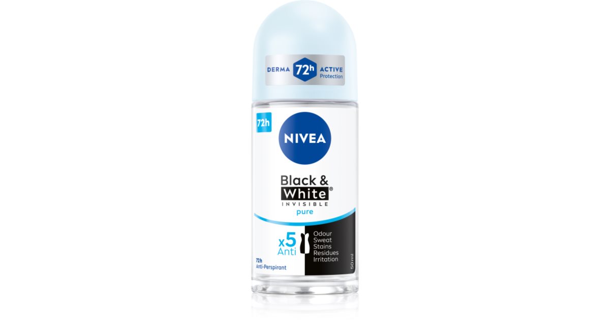 NIVEA Invisible Black & White Pure Antiperspirant Roll-On | notino.ie