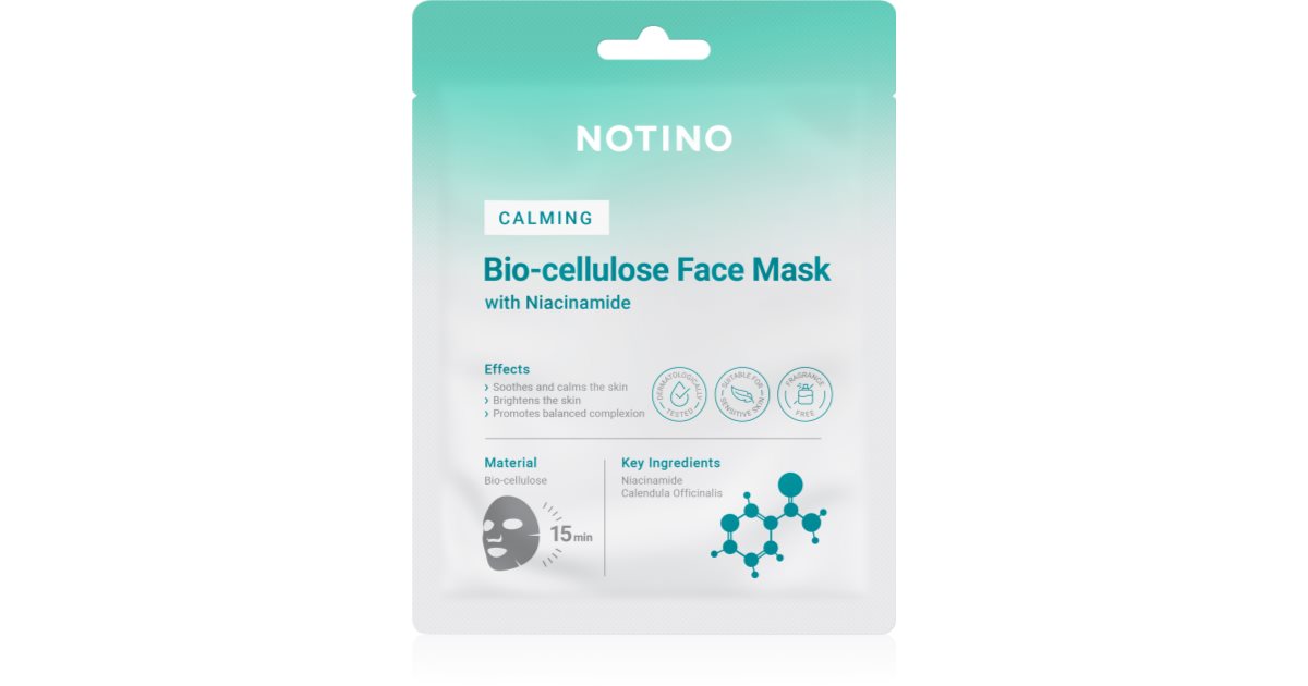 Notino Calming Bio-Cellulose Face Mask with Niacinamide soothing sheet ...