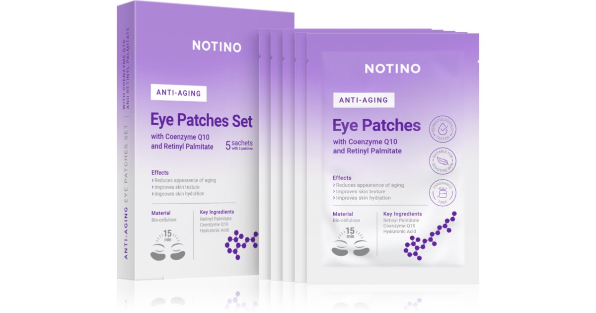 Notino Anti-Aging Bio-Cellulose Eye Patches Set with Coenzyme Q10 and ...