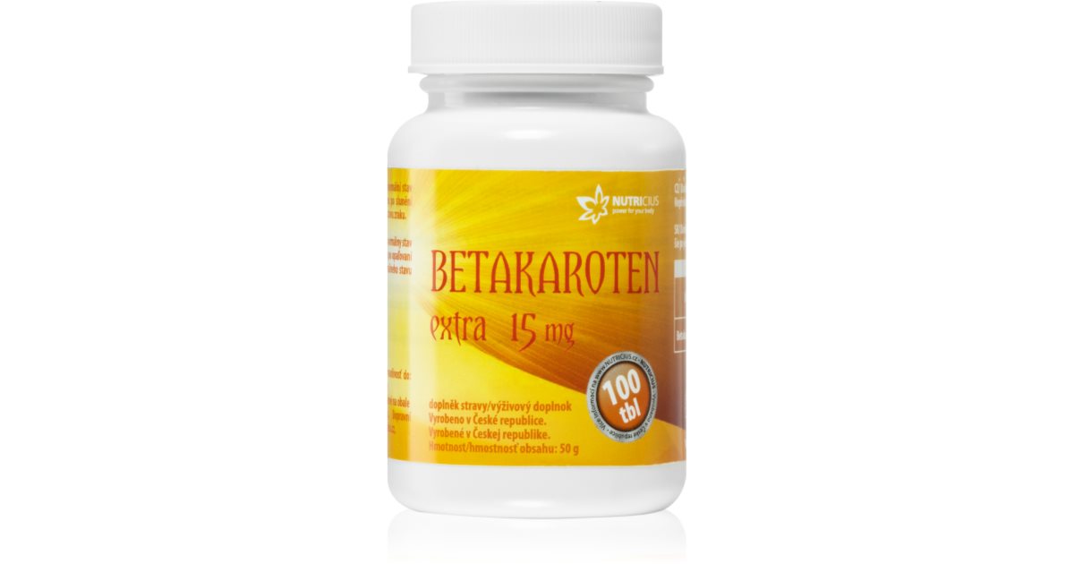 Nutricius Betakaroten EXTRA 15mg tablety pre krásne opálenie a zdravú ...