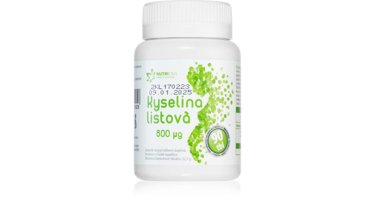 Nutricius Kyselina listová 800 μg tablety pro normální činnost nervové ...