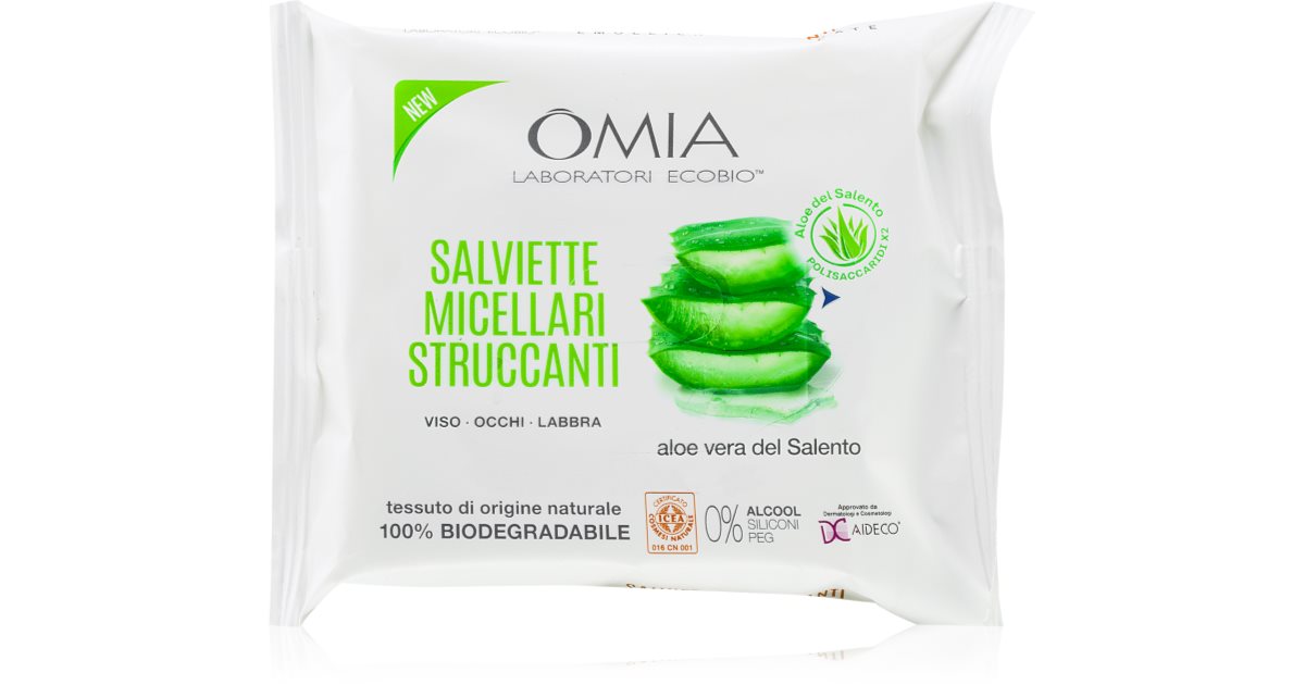 Omia Laboratories Aloe Vera del Salento lingettes démaquillantes ...