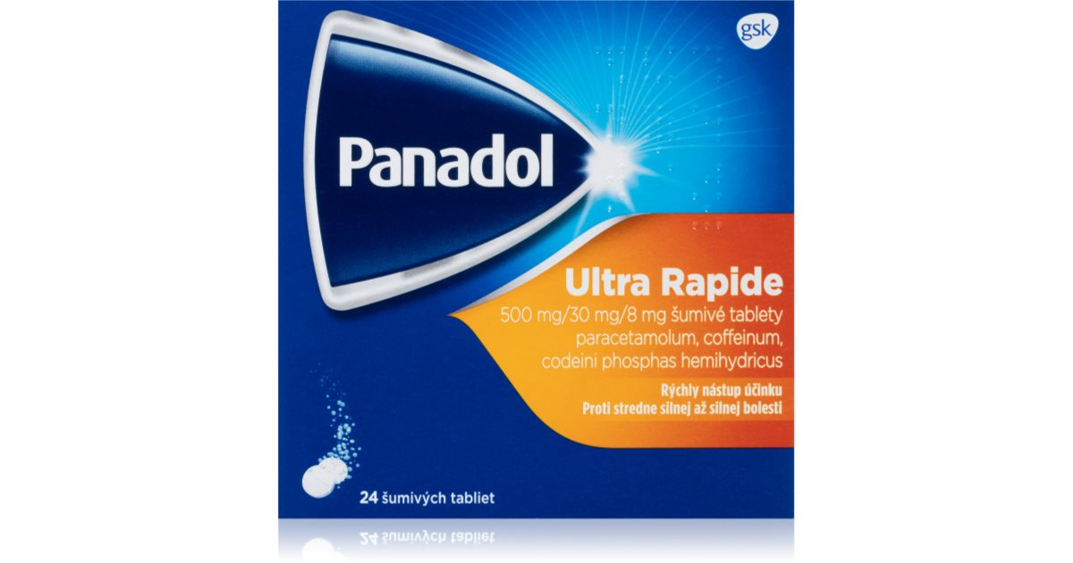 Panadol Ultra Rapide 500 mg/30 mg/8 mg šumivé tablety na zníženie ...