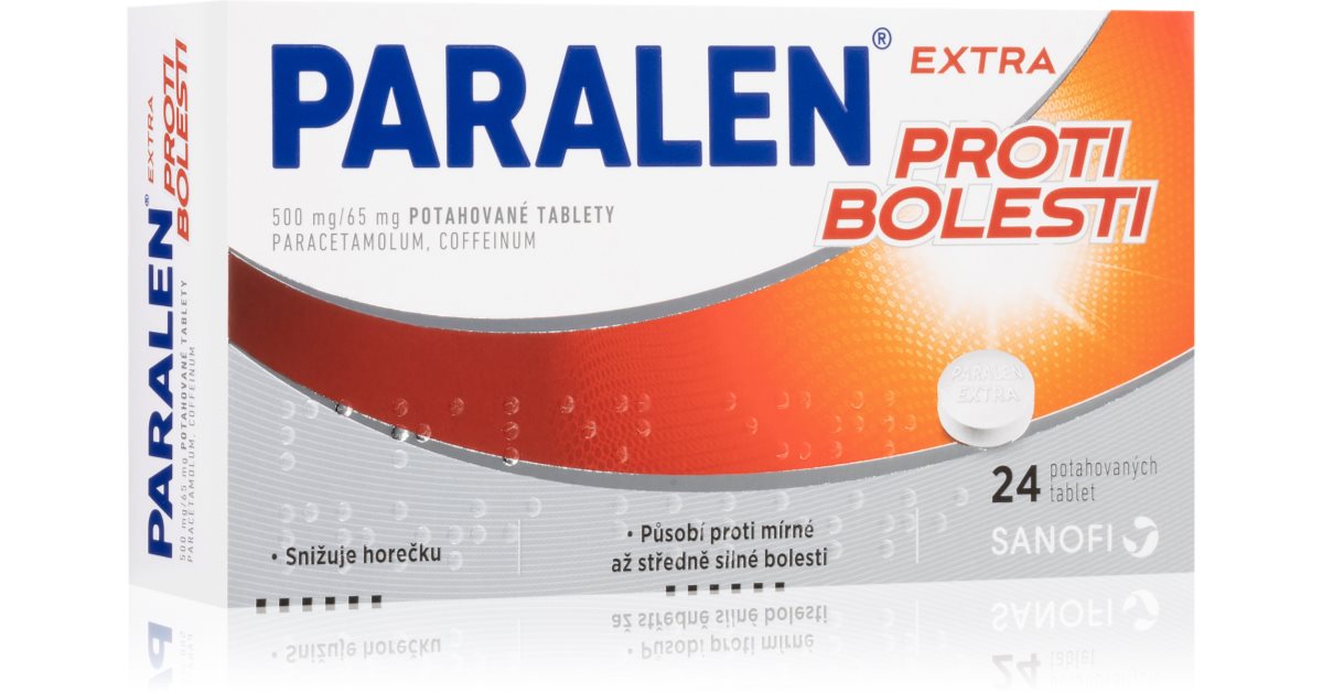 Paralen Extra 500mg/65mg potahované tablety ke snížení horečky a ...