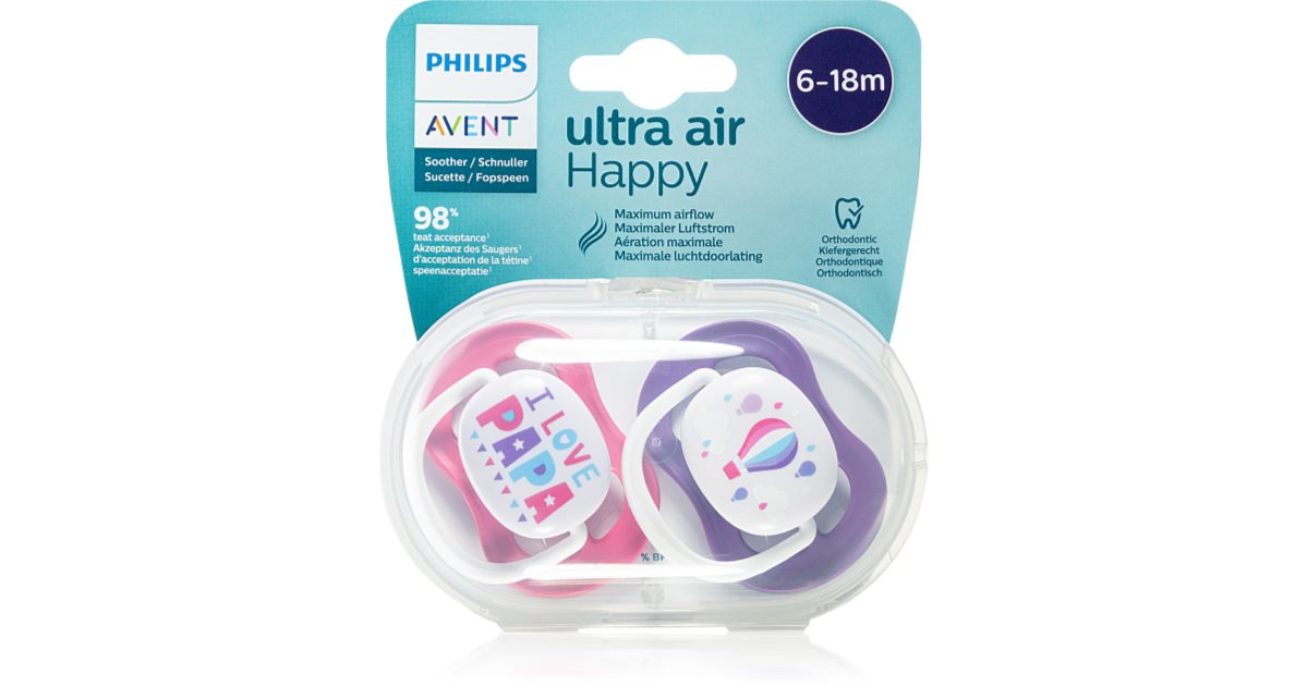 Philips Avent Soother Ultra Air Happy 6 - 18 m dummy | notino.co.uk