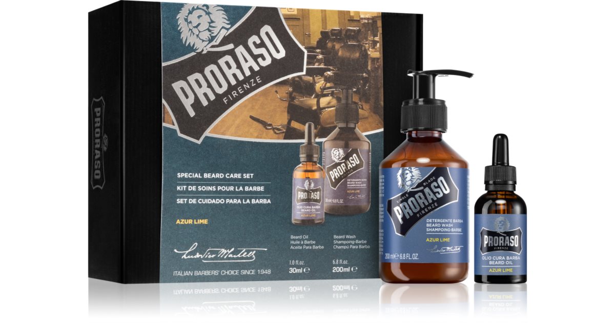 Proraso Set Beard Original gift set for beard for men Azur Lime ...
