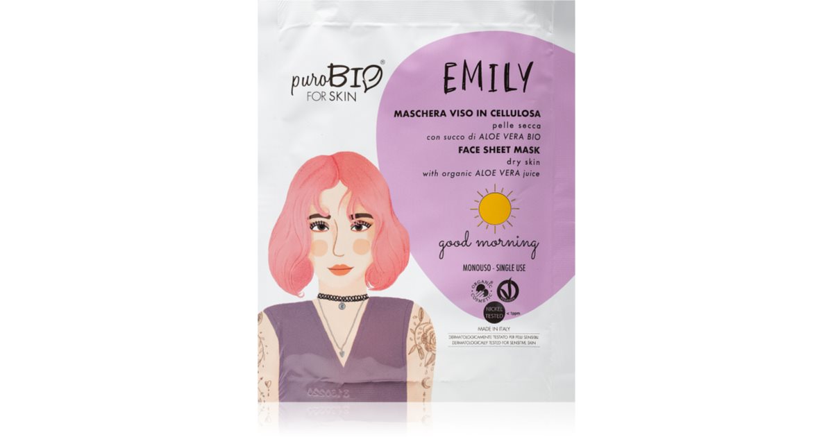 puroBIO Cosmetics Emily Good Morning mascarilla hoja con efecto ...