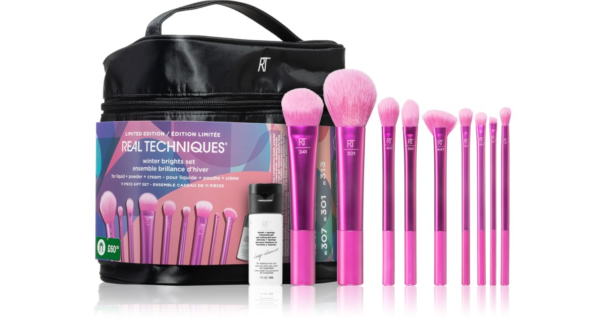 Real Techniques Limited Edition Winter Brights brush set with pouch ...