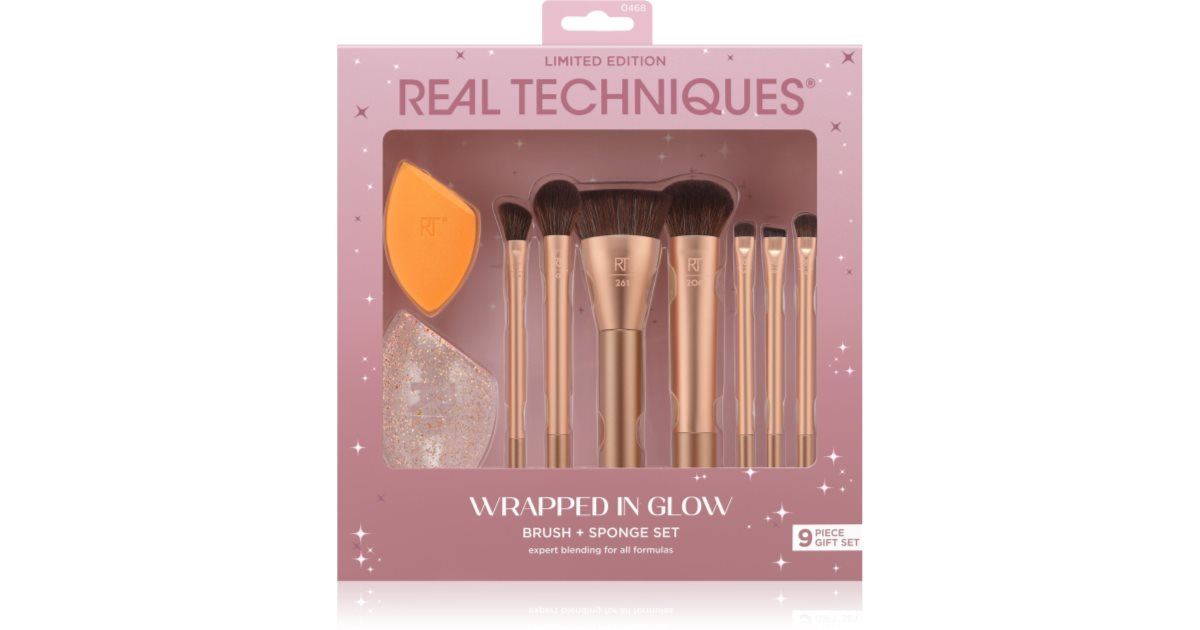 Real Techniques Wrapped In Glow Brush + Sponge Set комплект четки ...