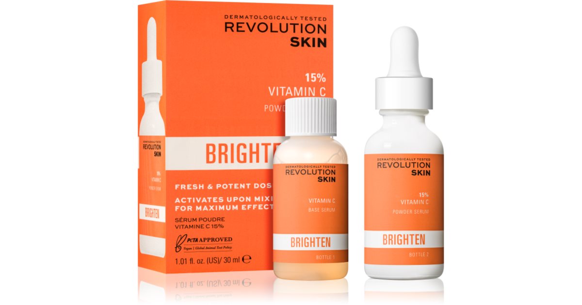 Revolution Skincare Brighten 15% VItamin C bi-phase serum with a ...