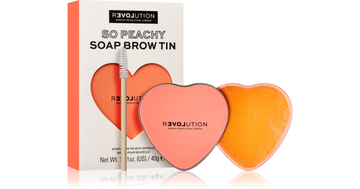 Revolution Relove So Peachy Soap Brow Tin eyebrow pomade with brush ...