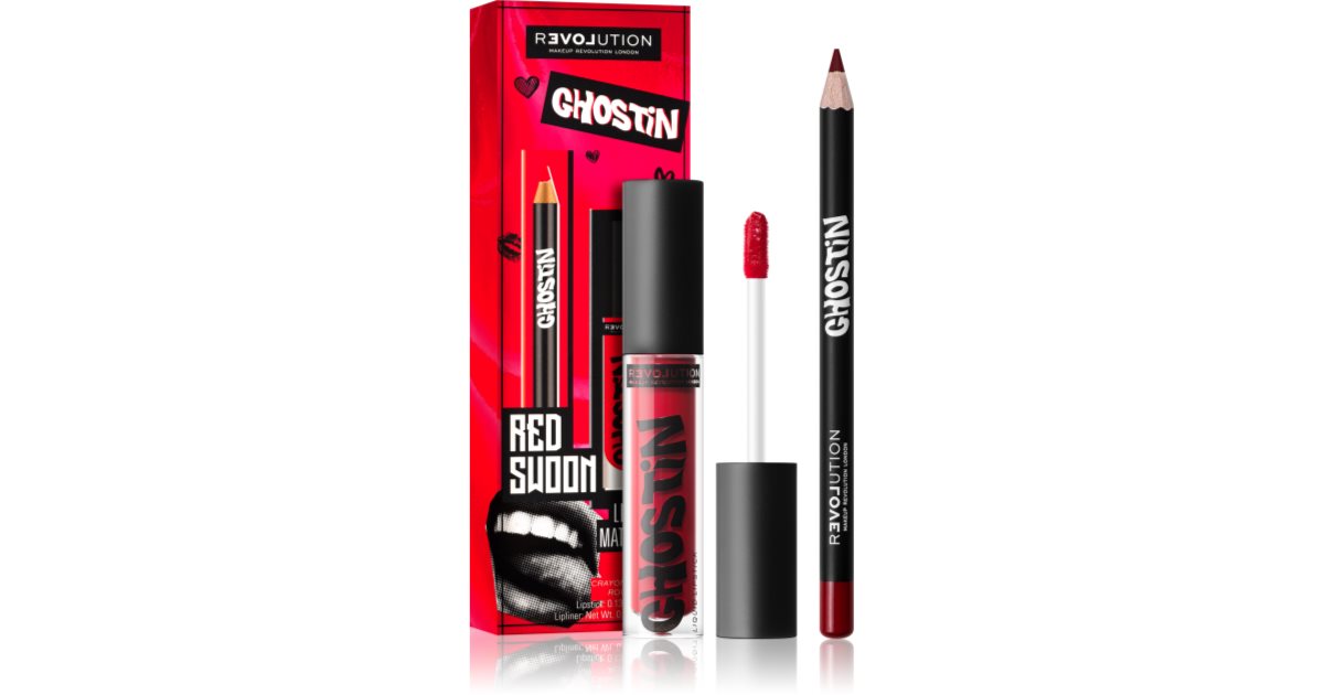 Revolution Relove Ghostin matt lip set Red Matte Swoon shade | notino.co.uk