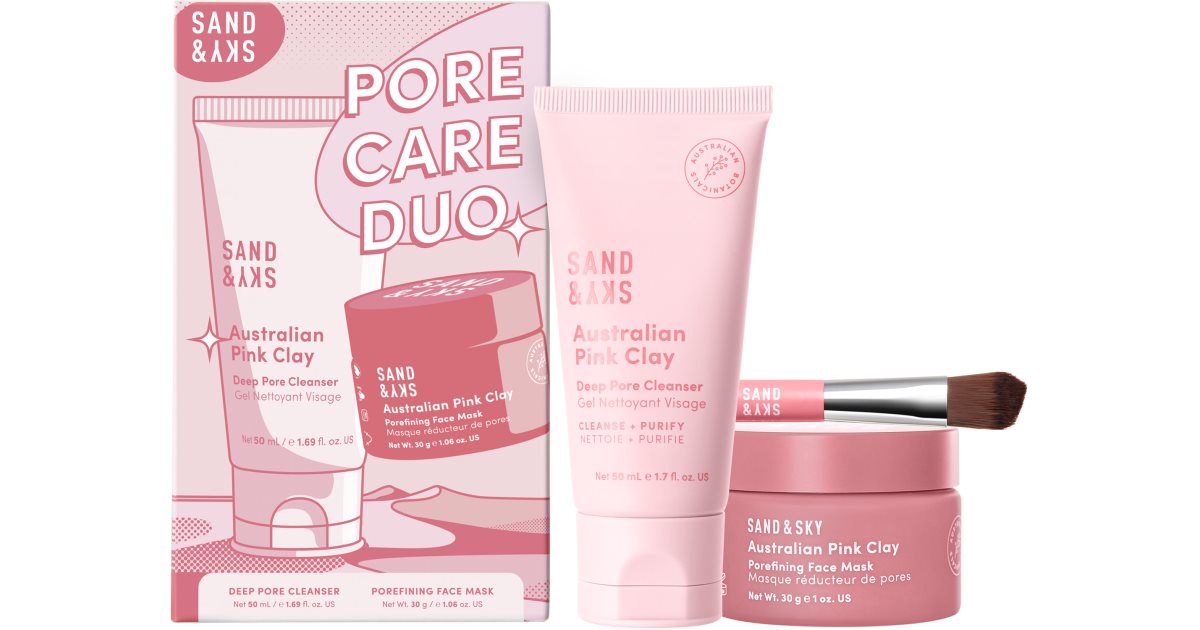 Sand & Sky Australian Pink Clay Pore Care Duo odos priežiūros priemonių ...