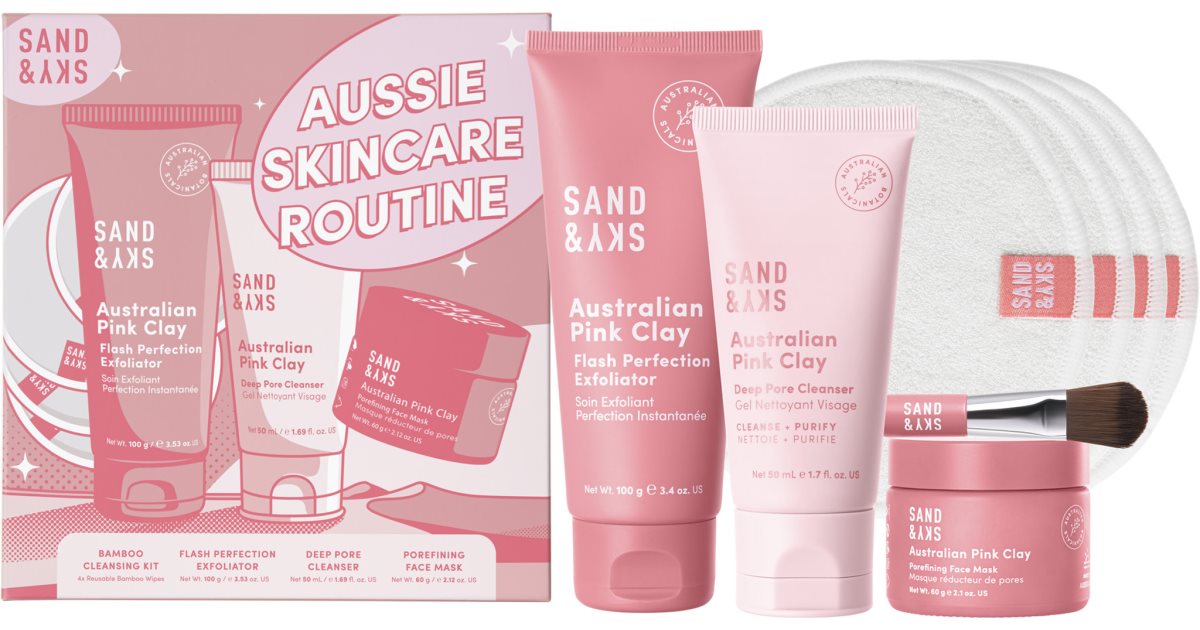 Sand & Sky Australian Pink Clay Aussie Skincare Routine set za nego ...