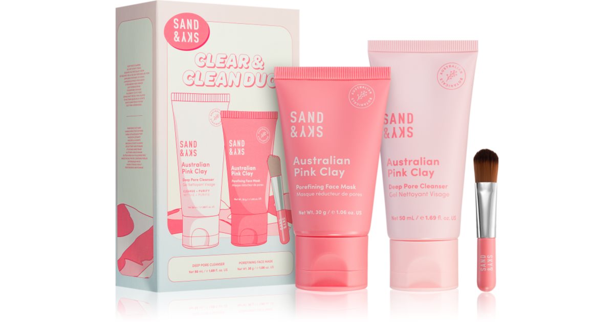 Sand And Sky Australian Pink Clay Clear And Clean Duo Skin Care Set Notino Ie