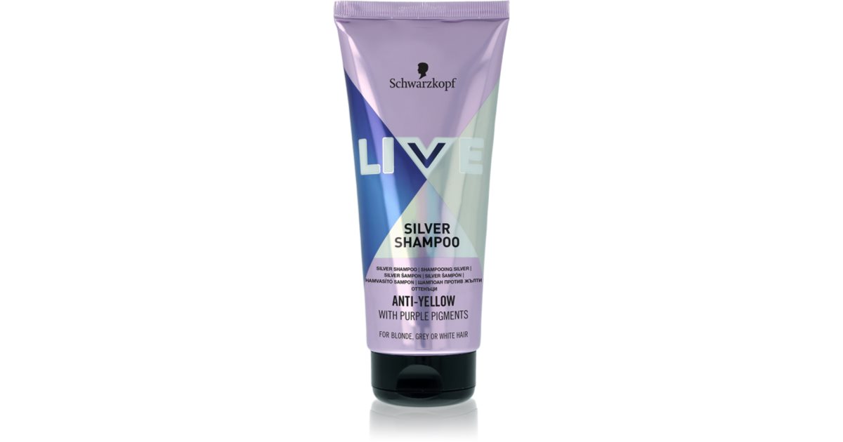 Schwarzkopf LIVE Silver почистващ шампоан неутрализиращ жълтеникавите ...