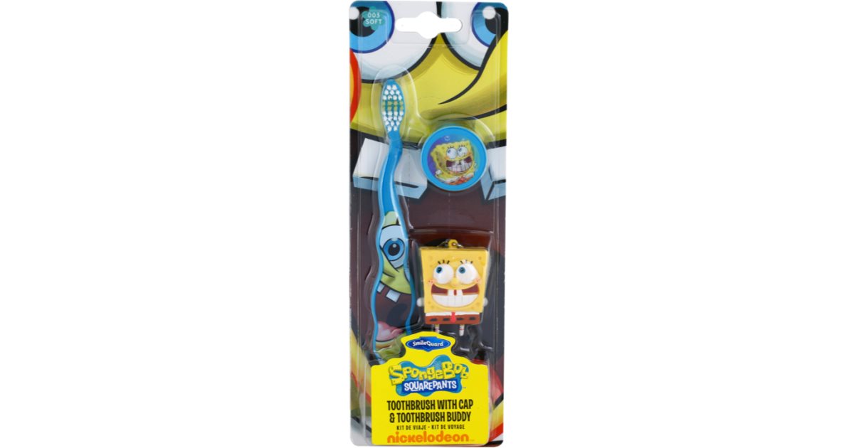 SmileGuard SpongeBob Kids' Toothbrush with Travel Cap and Key Ring Soft ...