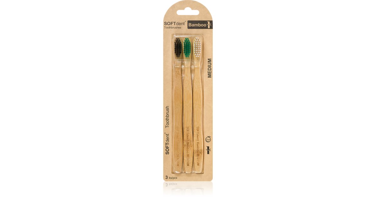 SOFTdent Bamboo Medium - 3 pack Tandborste av bambu | notino.se