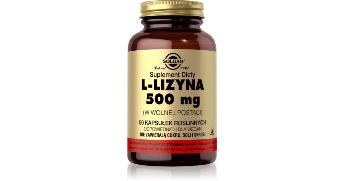 Solgar L-lizyna 500 mg wspomaganie budowania masy mięśniowej