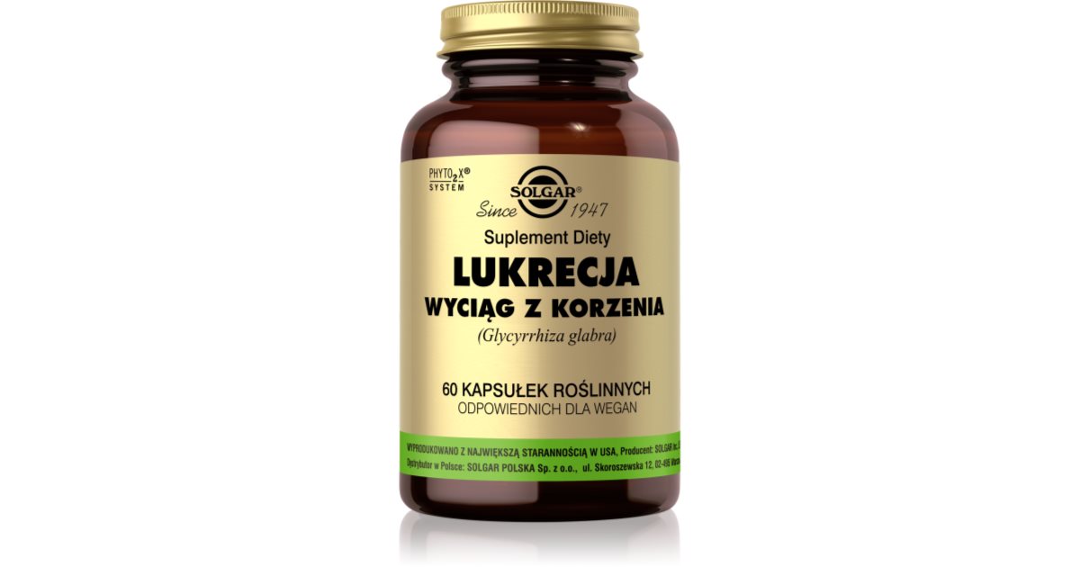 Solgar Lukrecja wyciąg z korzenia kapsułki na poprawę trawienia