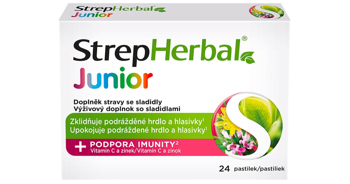StrepHerbal Junior lisované pastilky pro zklidnění sliznice dutiny ...