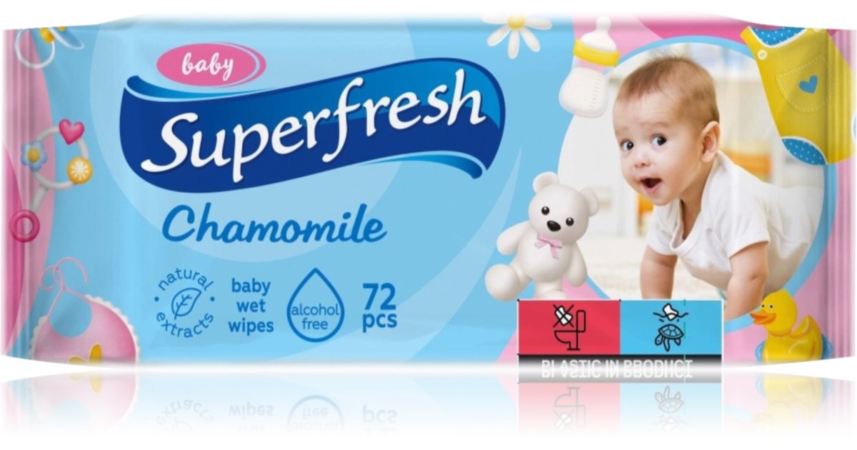 Superfresh Baby Chamomile hellävaraiset vauvan kosteuspyyhkeet herkälle ...