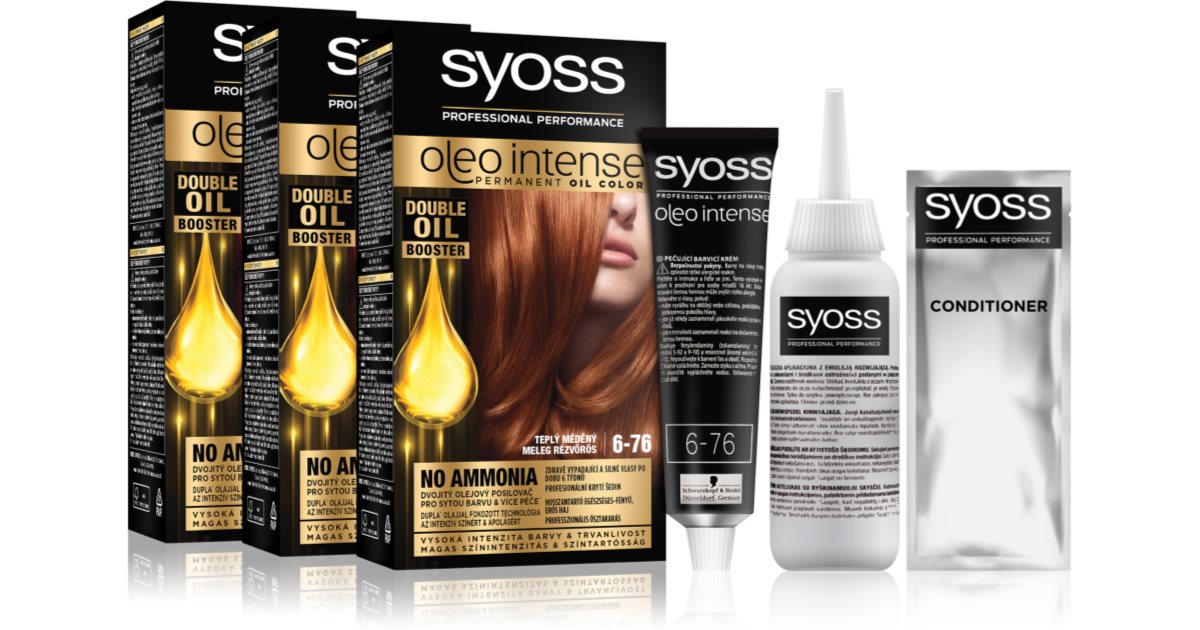 Syoss Oleo Intense Permanent Hair Dye 6-76 Warm Copper (Economy Pack ...