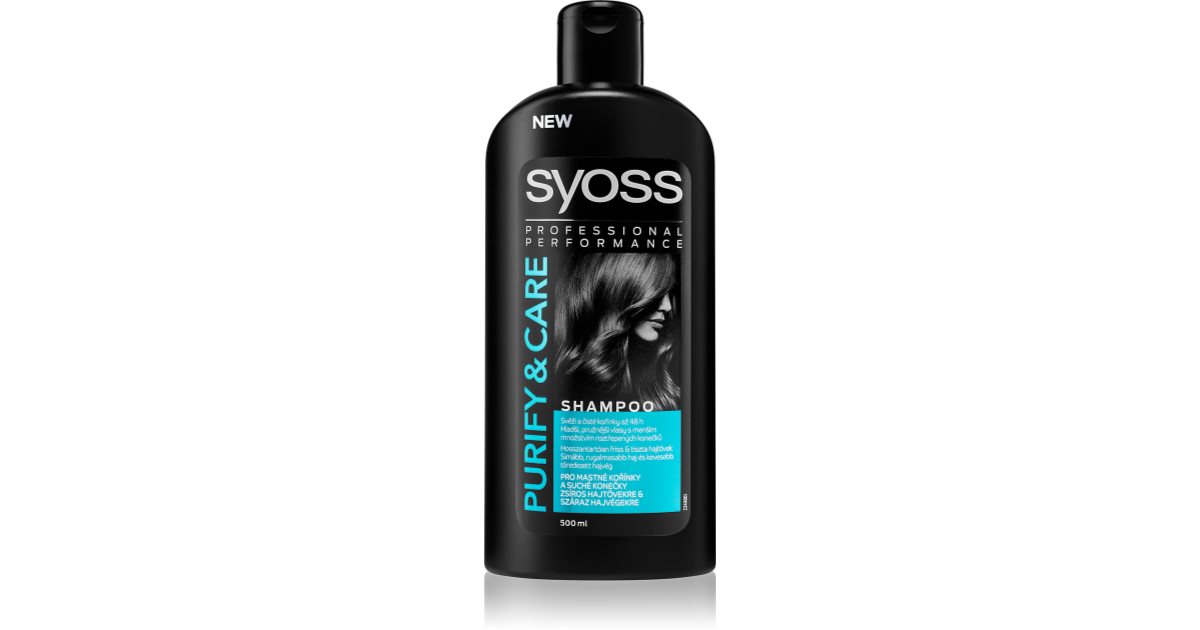 Syoss Purify & Care champú para cuero cabelludo graso y puntas secas ...
