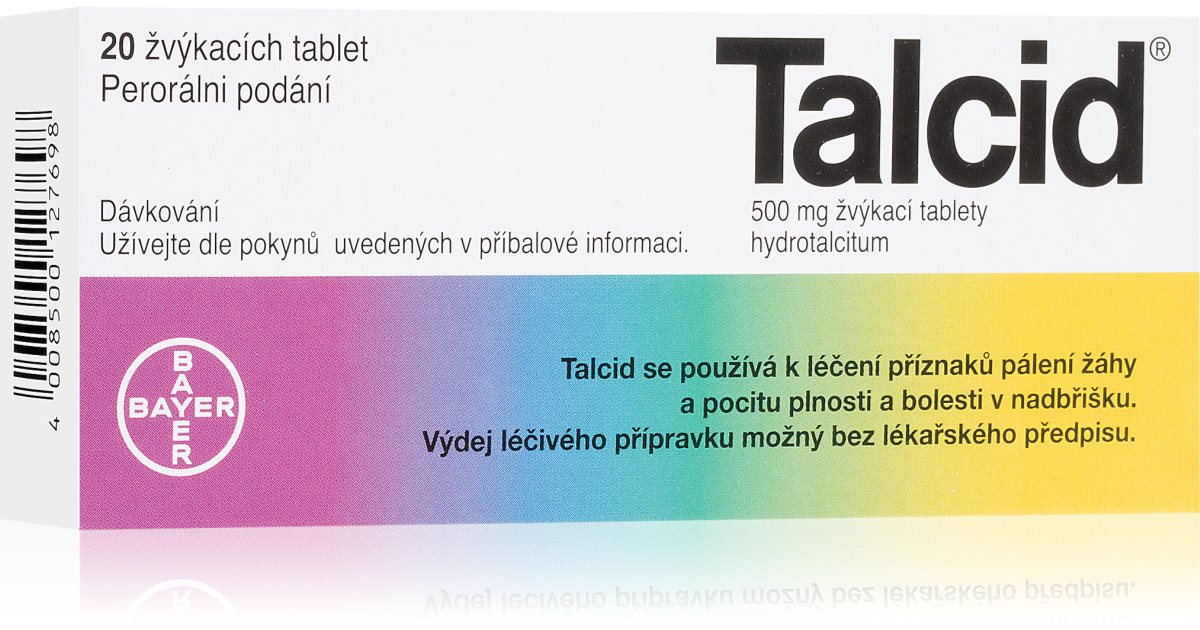 Talcid Talcid 500 mg žvýkací tablety ke zmírnění příznaků pálení žáhy ...