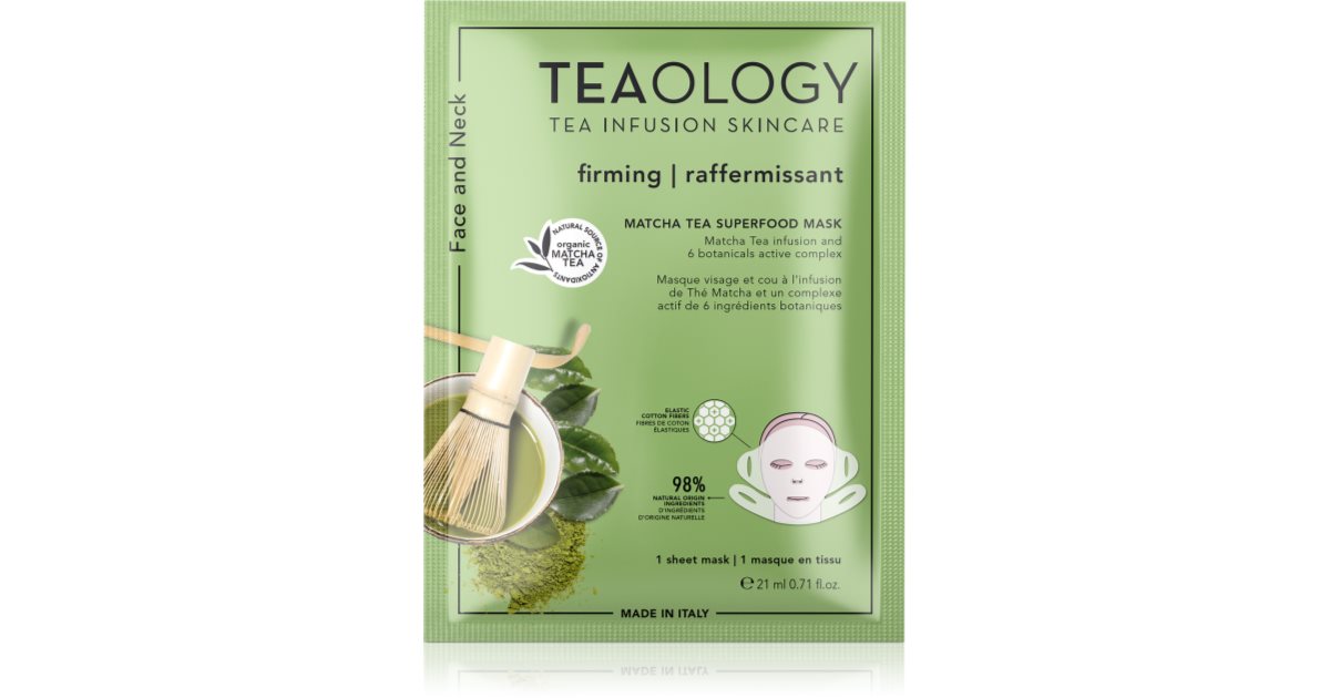 Teaology Matcha Tea Superfood Mask firming sheet mask for face contours ...