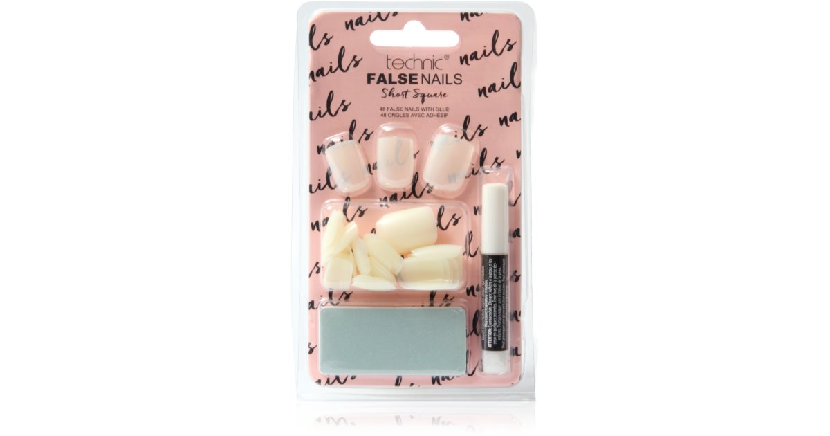Technic Cosmetics False Nails Short Square Изкуствени нокти с лепило ...