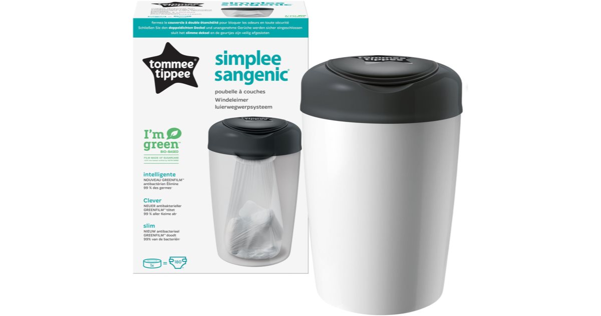Tommee Tippee Simplee White nappy bin + refill cassette | notino.ie