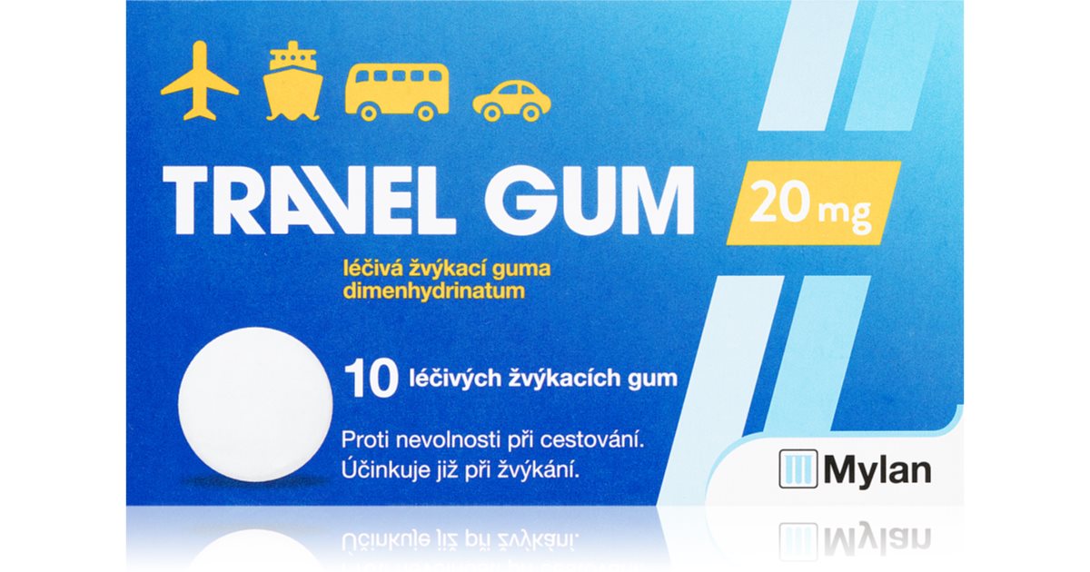 Travel-Gum Travel-Gum 20mg žvýkací guma tlumí pocity na zvracení a ...