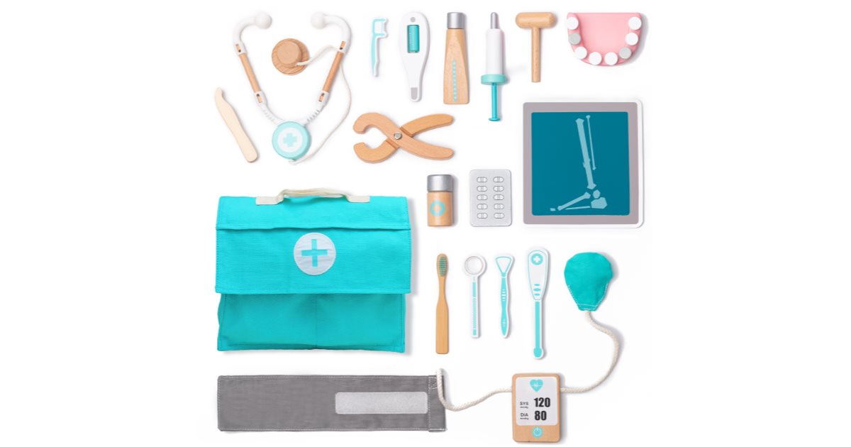 UMU® Doctors & Nurses Doctor's set activity toy wooden Turquoise ...