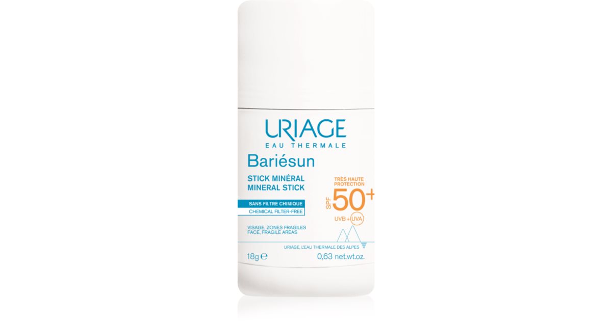 Uriage Bariésun Mineral Stick SPF 50+ protective mineral stick for sensitive areas SPF 50 ...