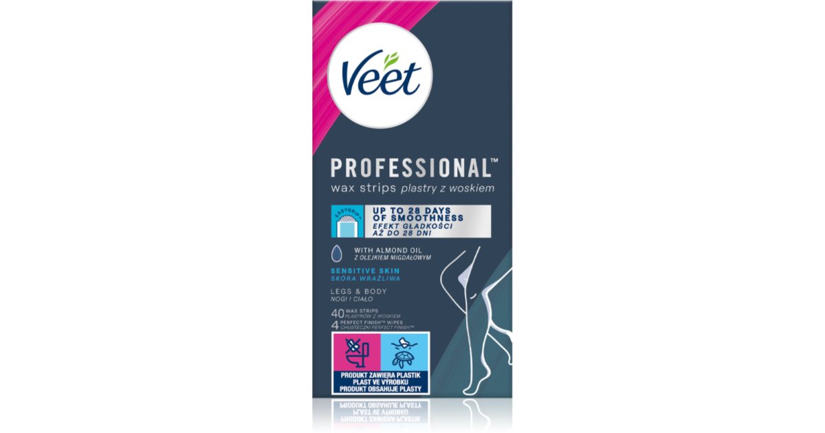 Veet Professional Sensitive Skin bandas de cera depilatoria para pieles ...