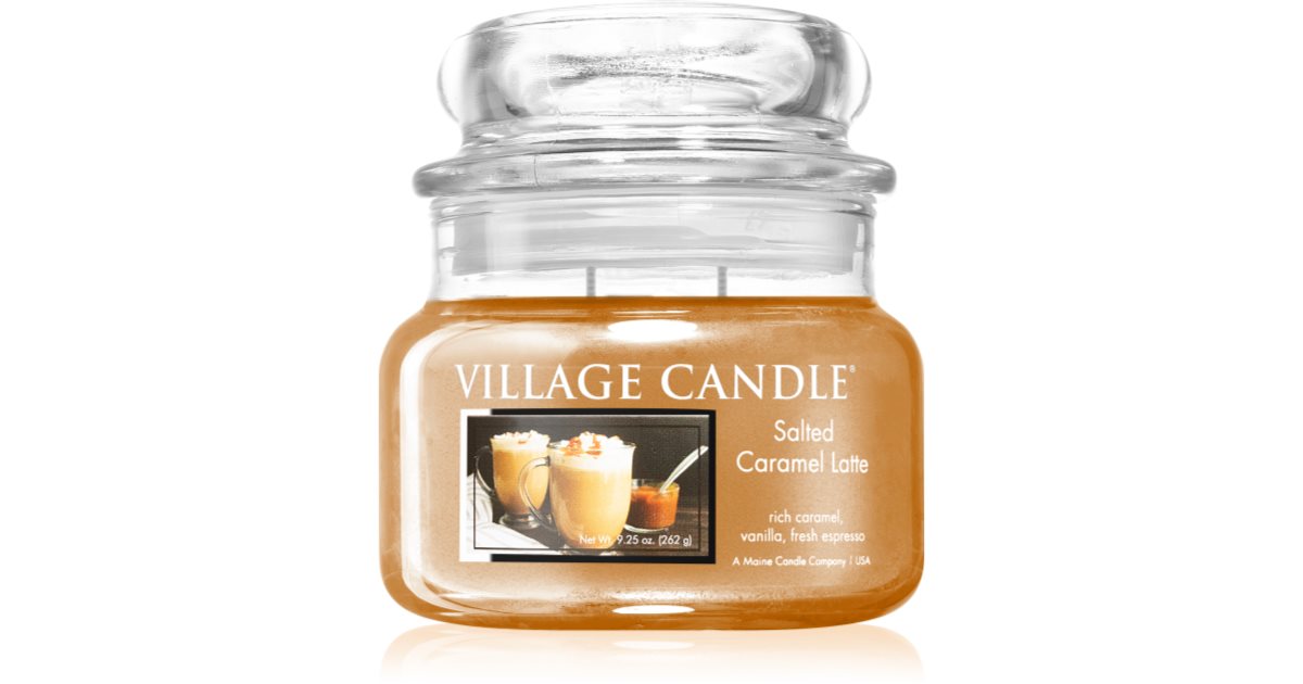 Village Candle Salted Caramel Latte scented candle (Glass Lid) | notino ...