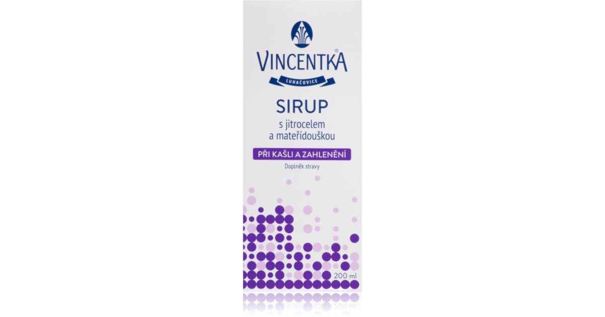 Vincentka Sirup s jitrocelem a mateřídouškou sirop pour la toux grasse ...