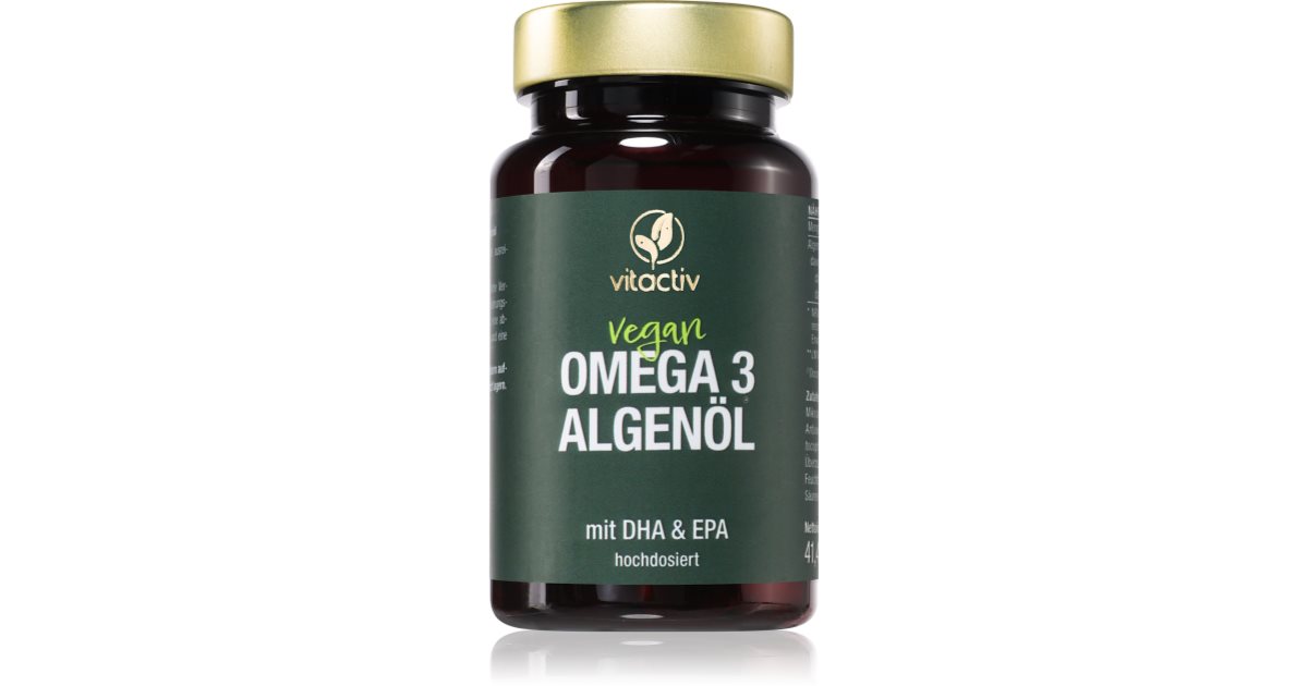 Vitactiv Omega 3 Algenöl Vegan Kapseln zur Unterstützung der ...